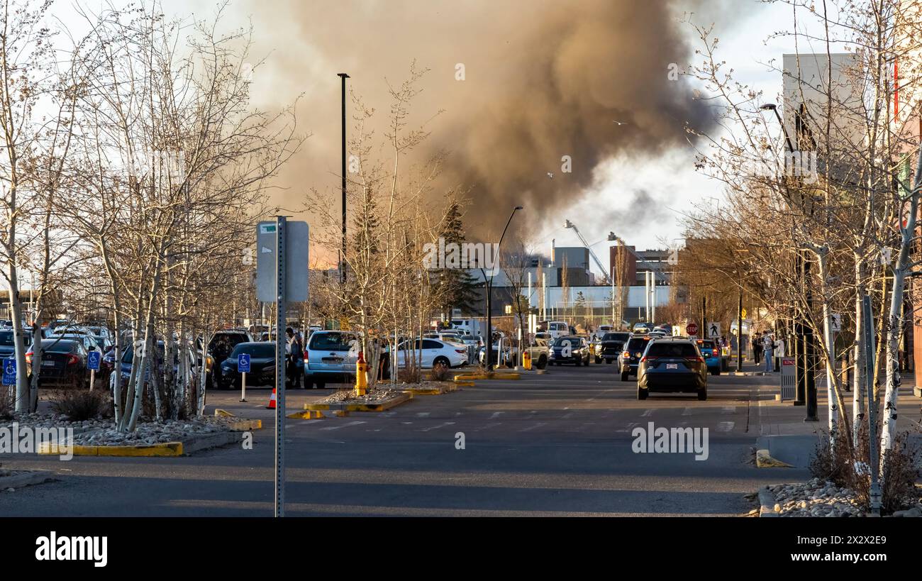 Edmonton, Canada. 22nd Apr, 2024. A 5 alarm fire which destroyed a ...