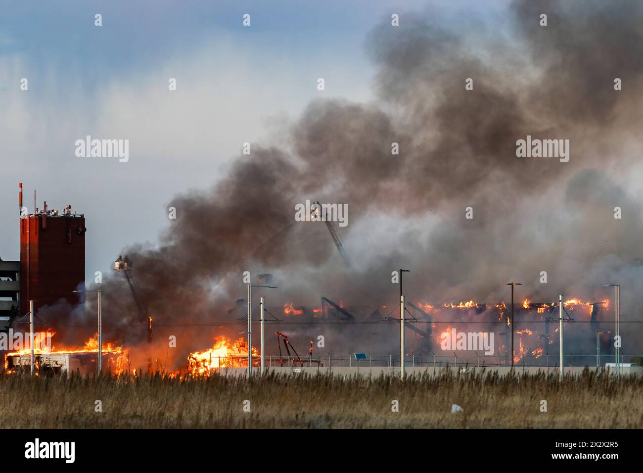 Edmonton, Canada. 22nd Apr, 2024. A 5 alarm fire destroys a historic ...