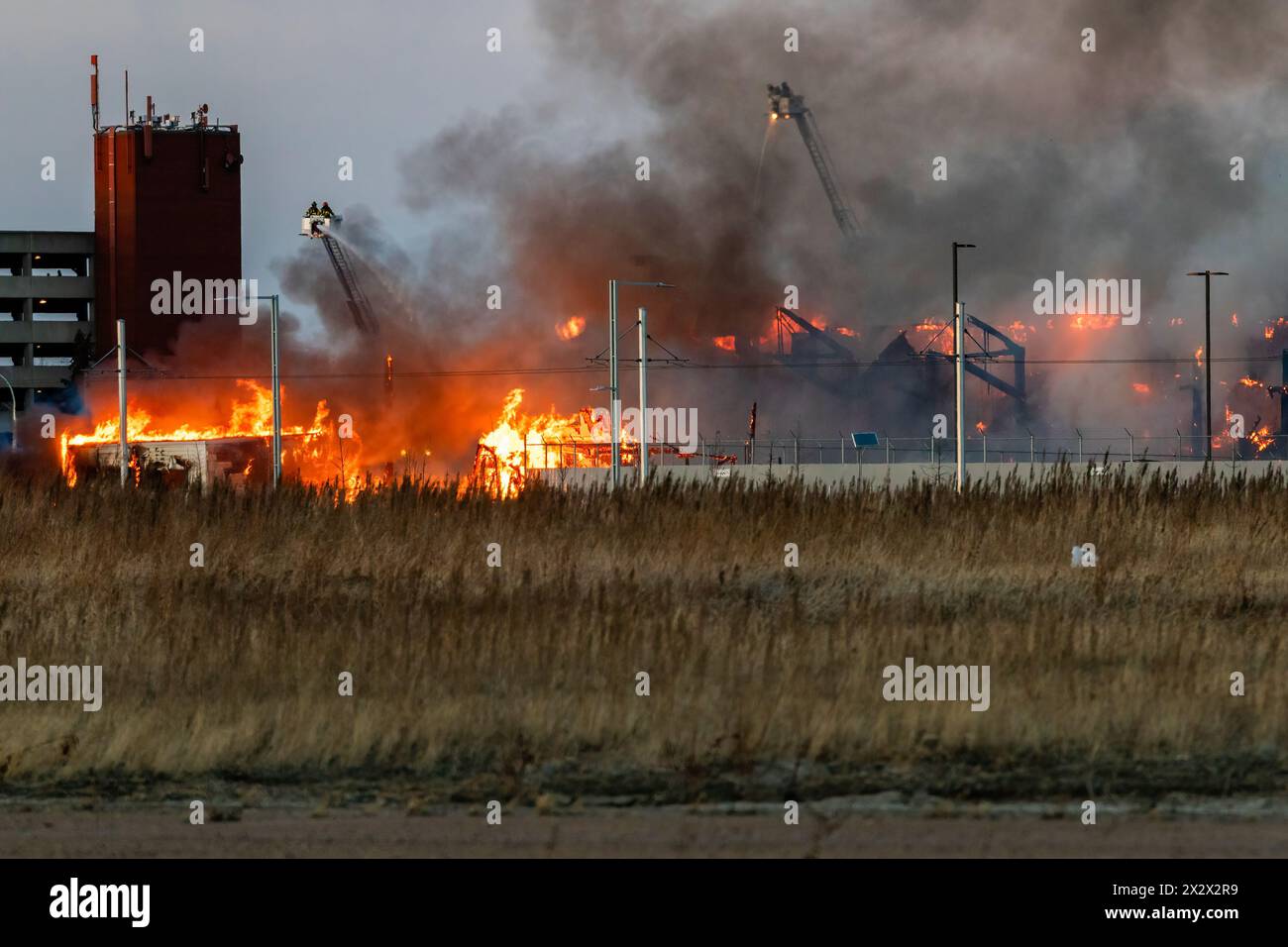 Edmonton, Canada. 22nd Apr, 2024. A 5 alarm fire destroys a historic ...