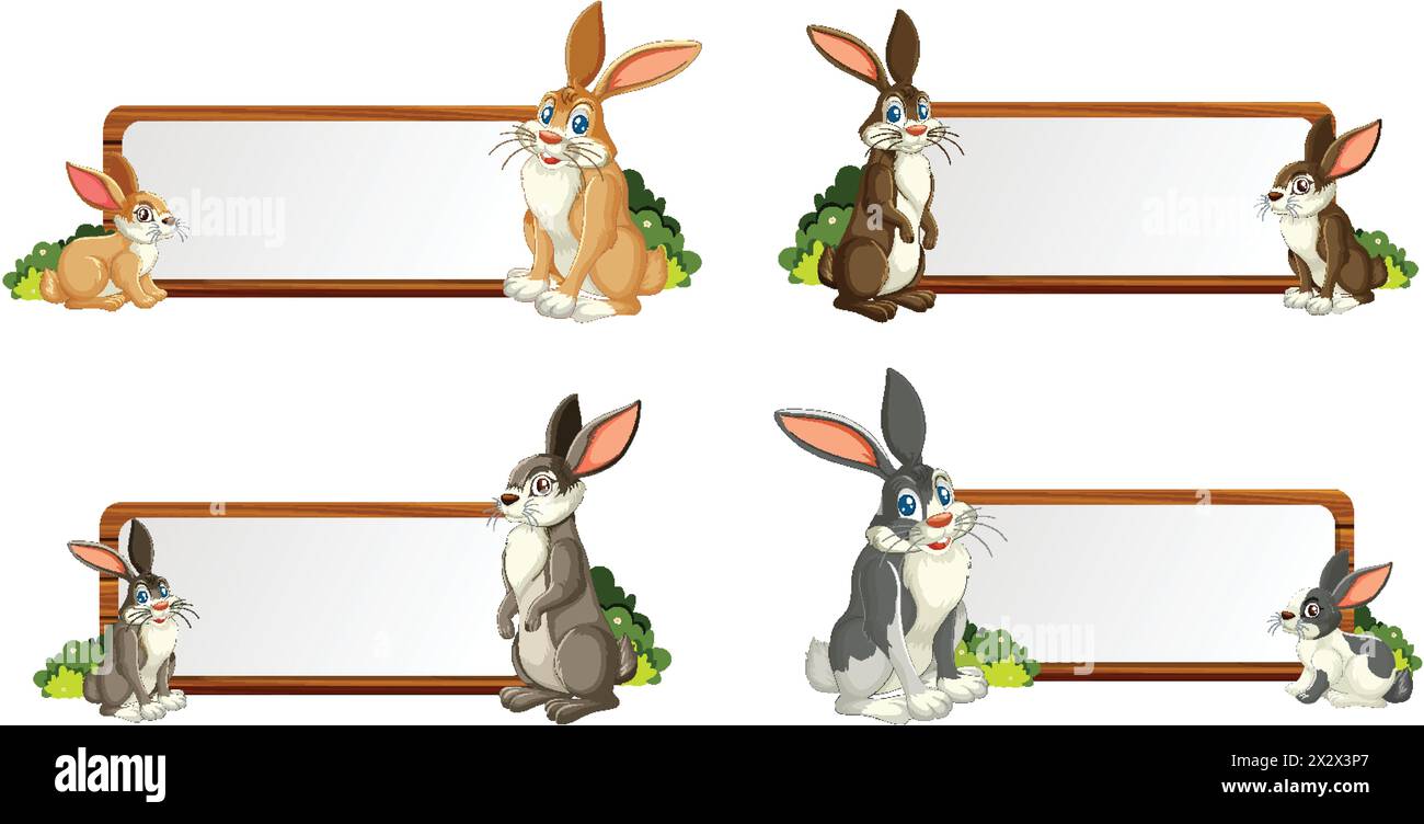 Four white rabbits Stock Vector Images - Alamy