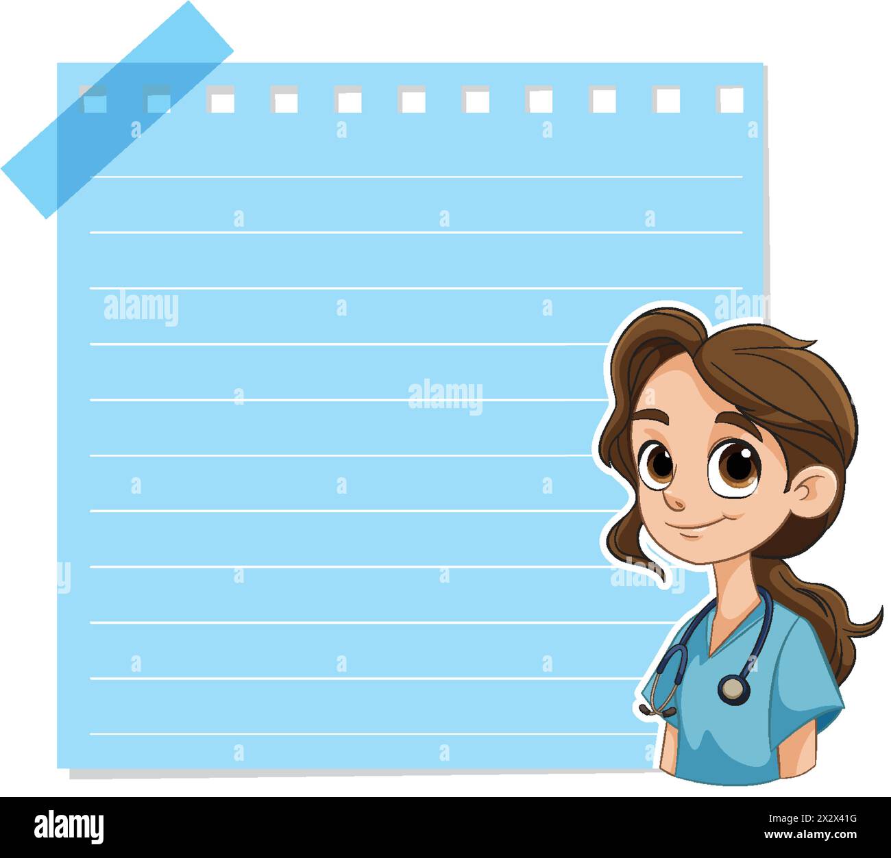 Cartoon nurse smiling beside a large notepad Stock Vector Image & Art ...