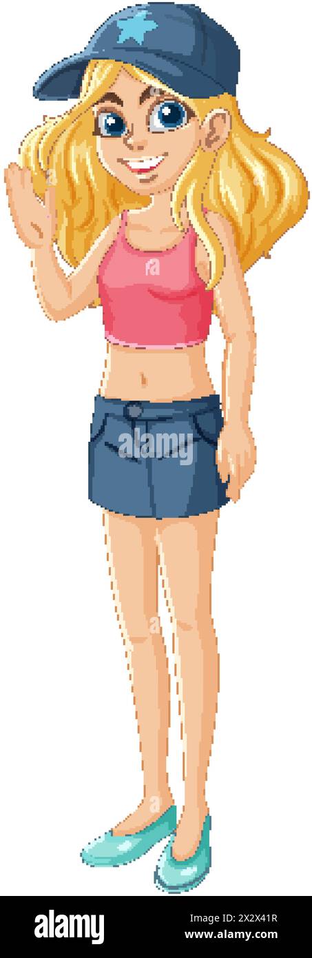 Vector illustration of a smiling woman greeting Stock Vector Image ...