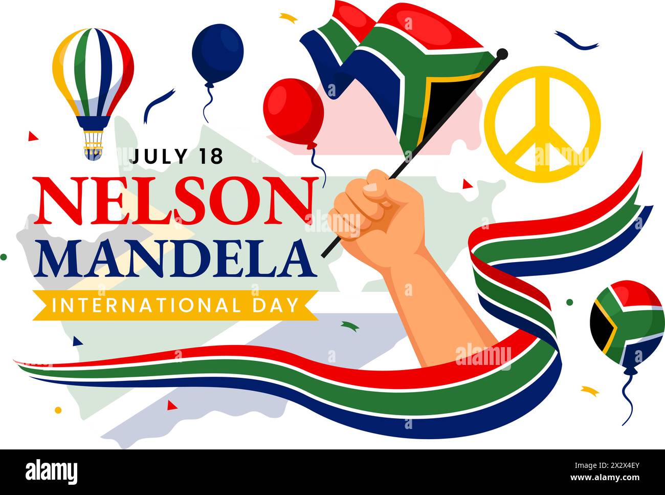 Happy Nelson Mandela International Day Vector Illustration on 18 July ...