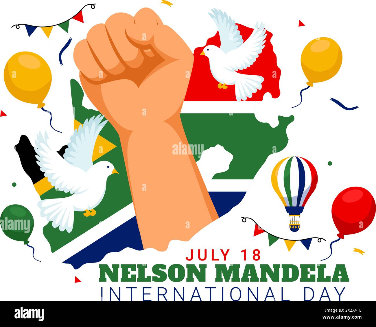Happy Nelson Mandela International Day Vector Illustration on 18 July ...