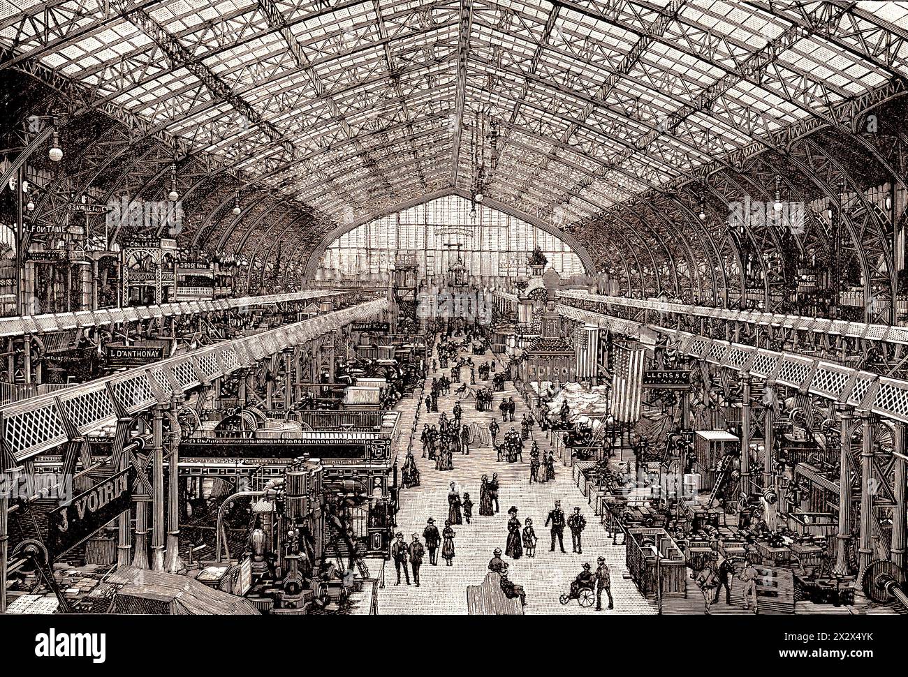 Illustration of the interior of the Galerie des Machines (Gallery of ...