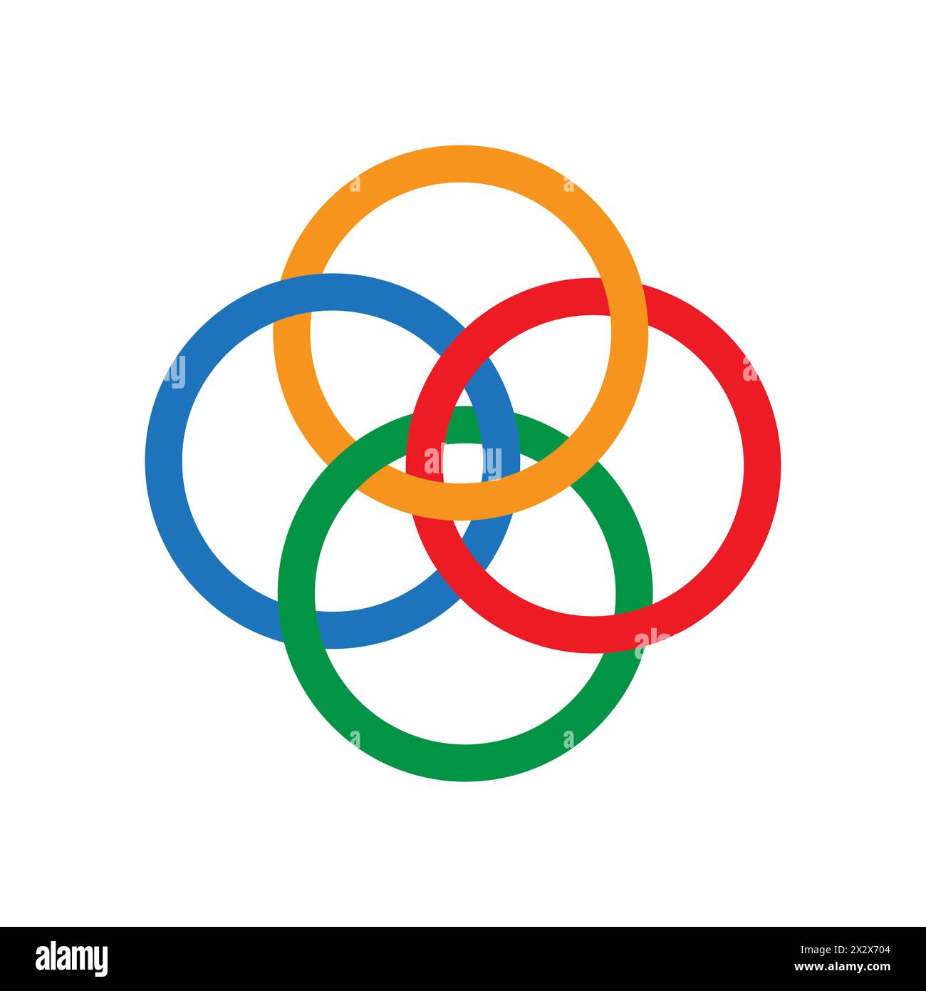 Interlocking circles in primary colors. Color theory illustration with ...