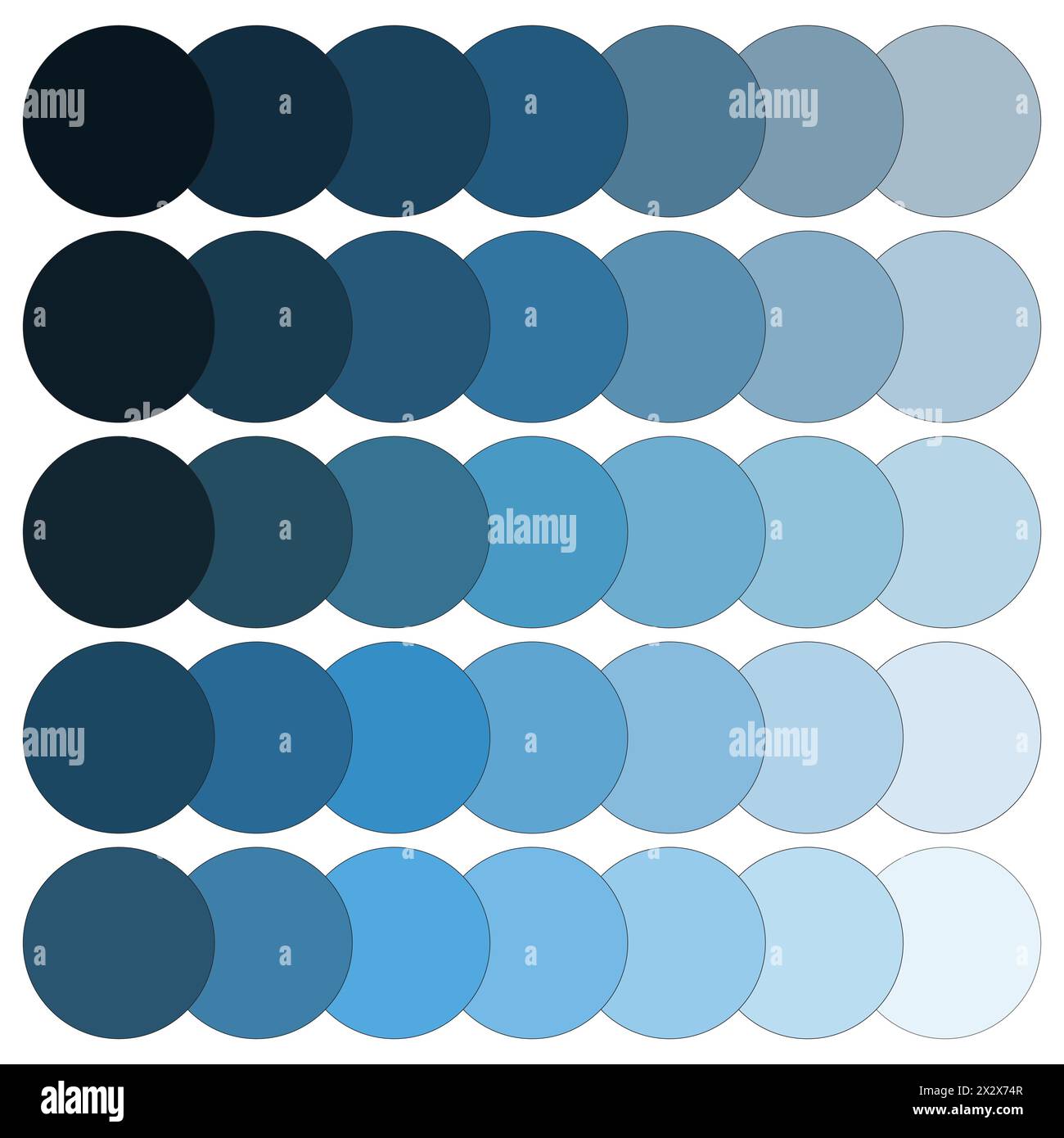 Blue gradient circles display. Shades of blue color palette. Circular ...