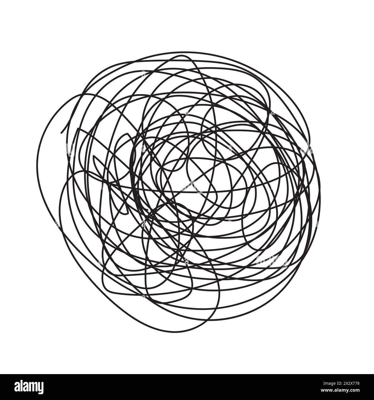 Abstract scribble art. Tangled lines chaotic design. Black on white ...