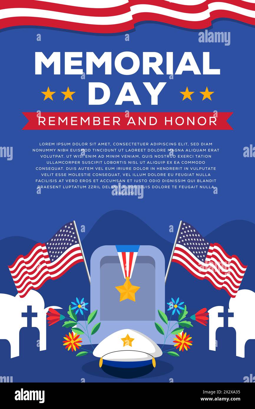 flat memorial day vertical banner illustration design Stock Vector ...