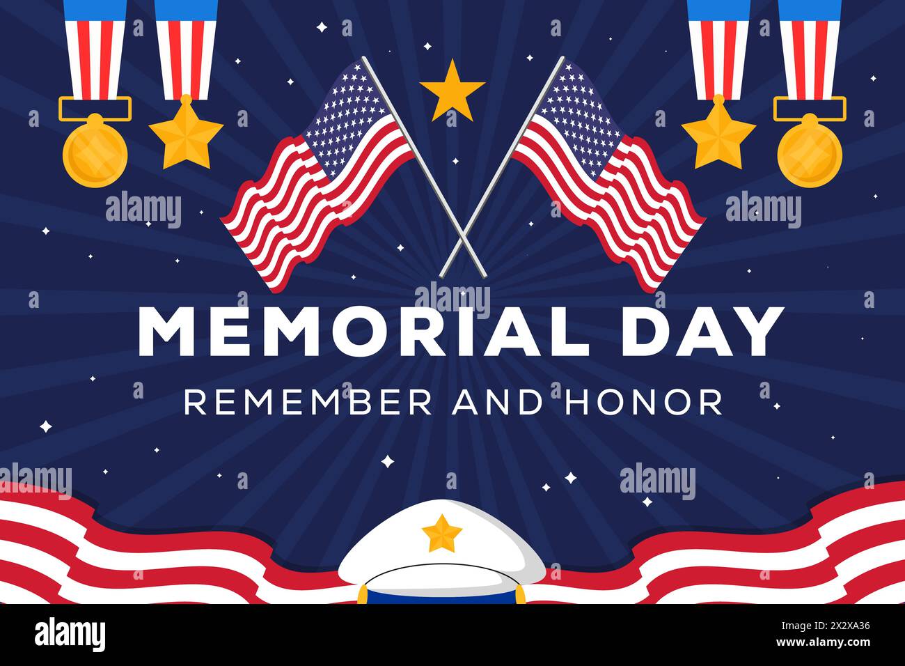 vector memorial day background illustration in flat style Stock Vector ...