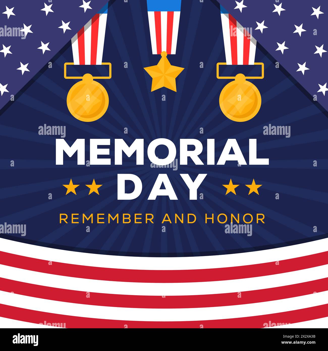 vector memorial day illustration in flat style design Stock Vector ...