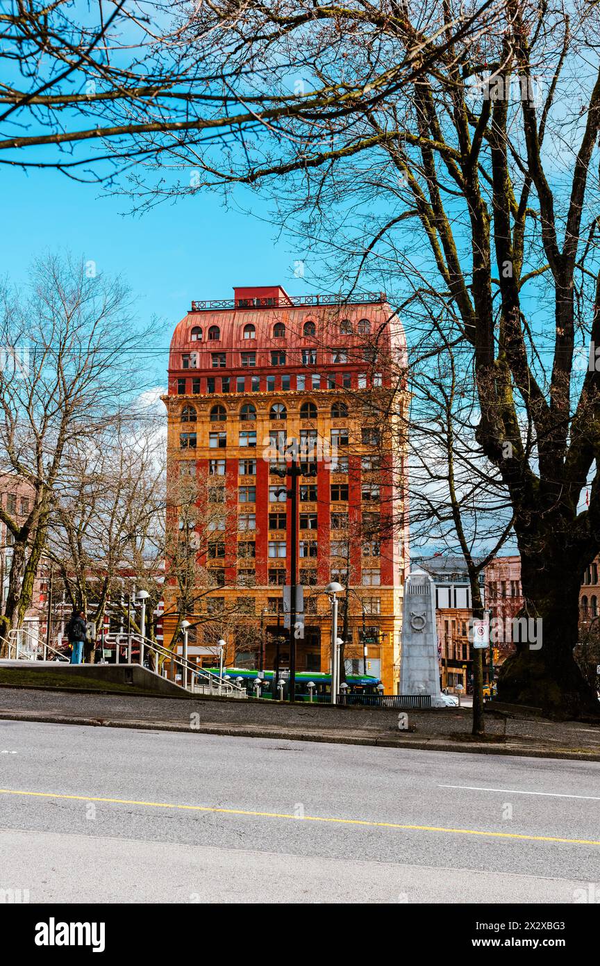 Vancouver, Canada - Mar 5 2024: A view of the colorful Dominion ...
