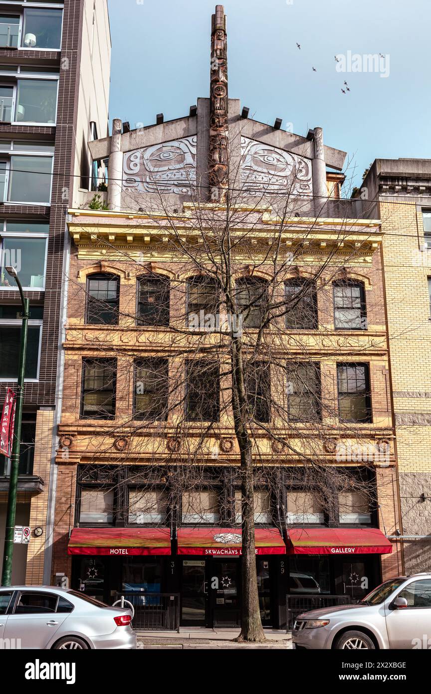 A view of the Skwachàys Lodge Indigenous Hotel and Gallery building ...