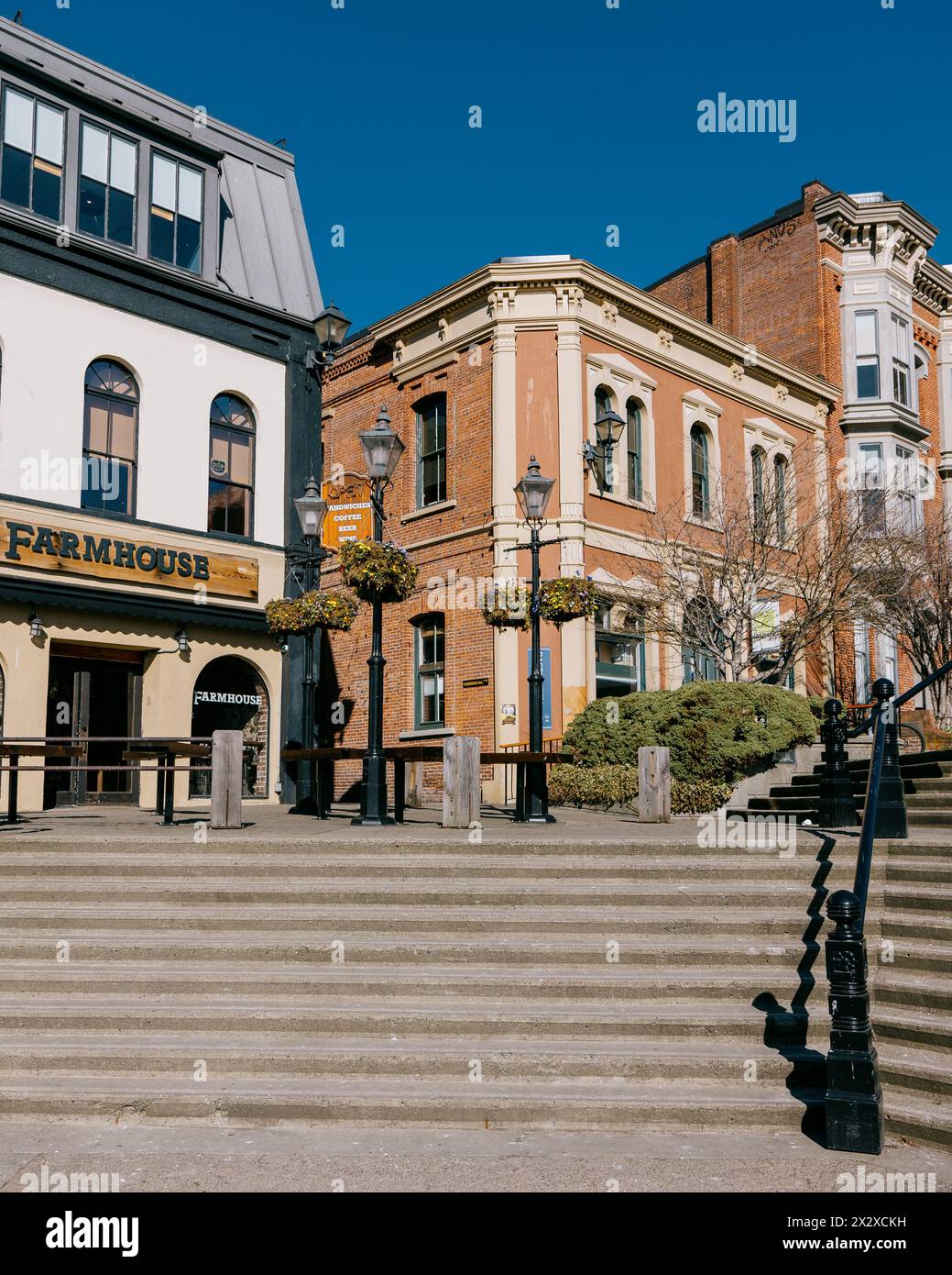 Victoria, Canada - Mar 18 2024: The Bastion square steps and some of ...