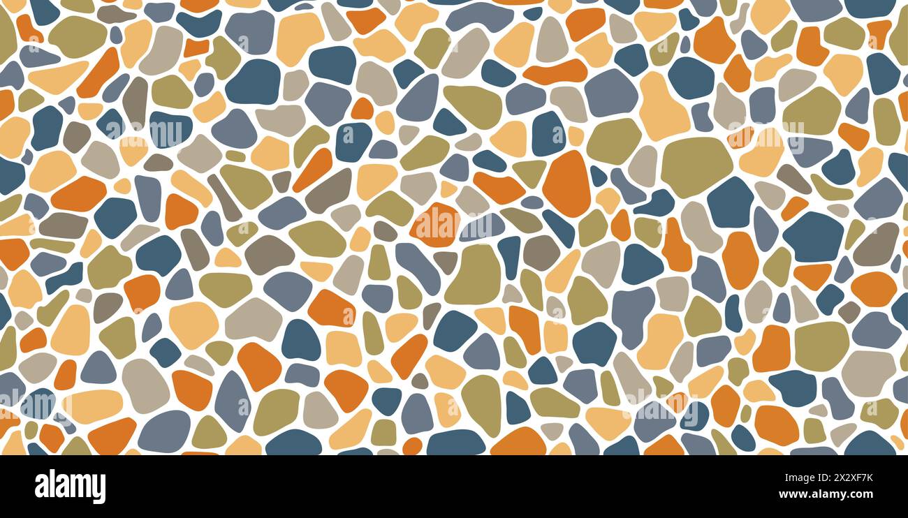 Gravel and pebble mosaic stone pattern, paving background. Vector ...