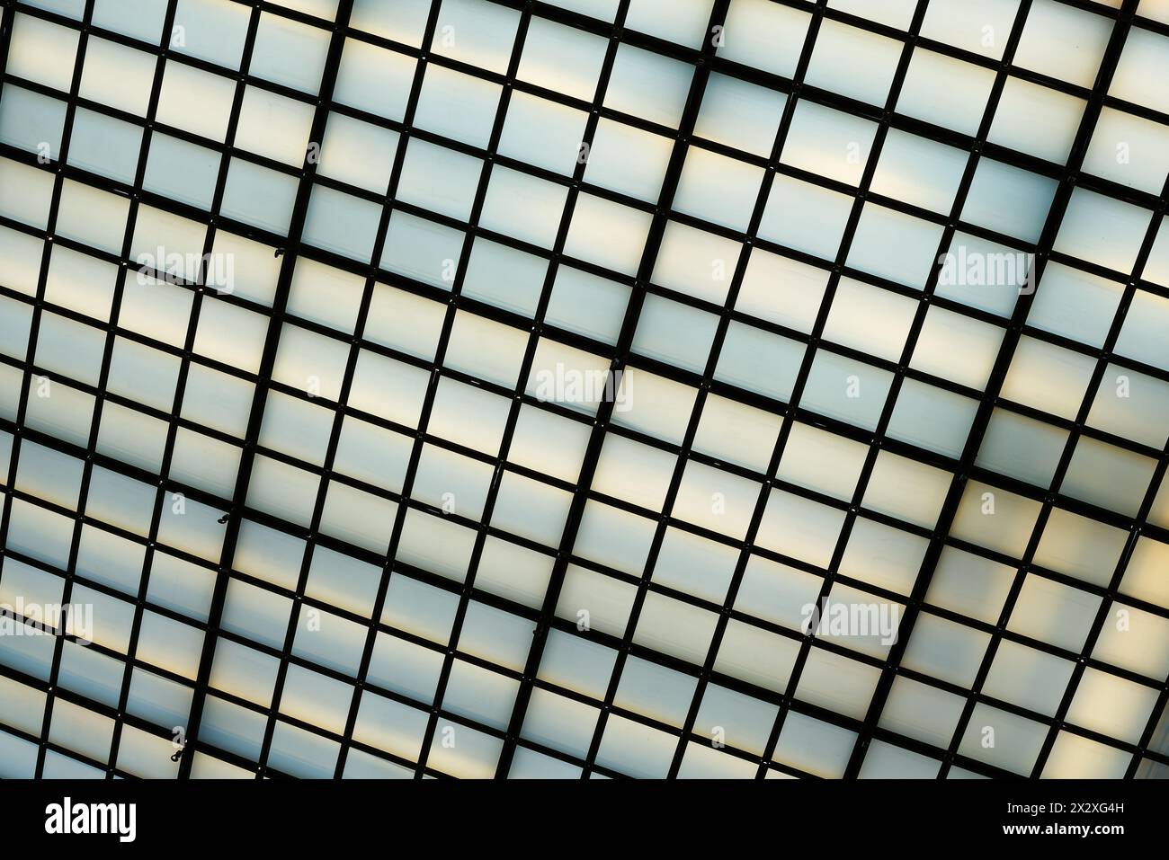 Ceiling construction of an office building with many glass panes to ...