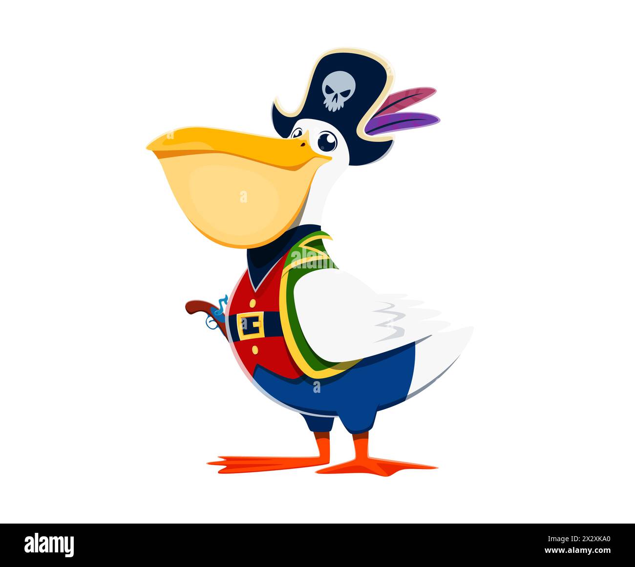 Cartoon pelican animal bird pirate sailor character, corsair seaman ...