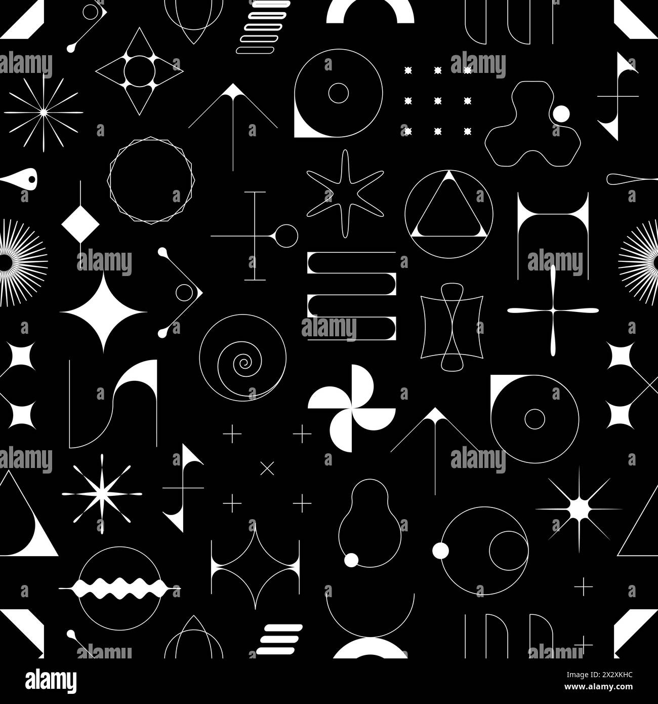Brutalism futuristic shapes and geometric figures seamless pattern ...