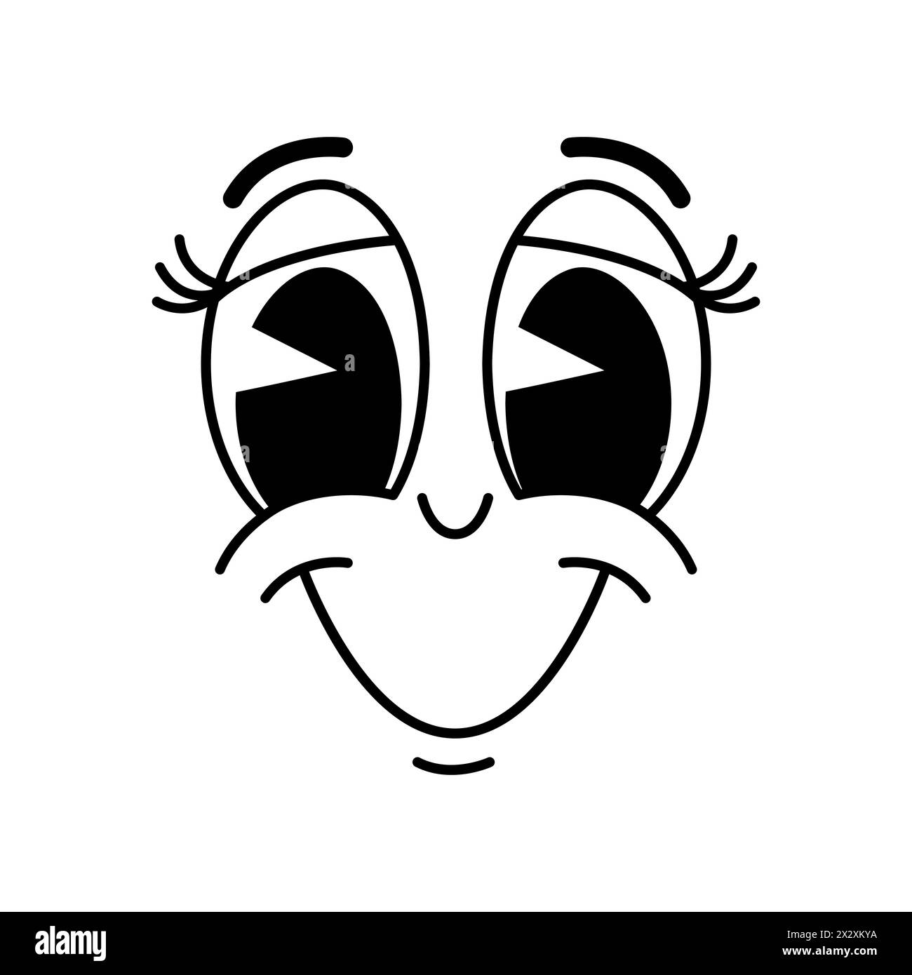 Cartoon funny smiling comic groovy face emotion, retro cute emoji ...
