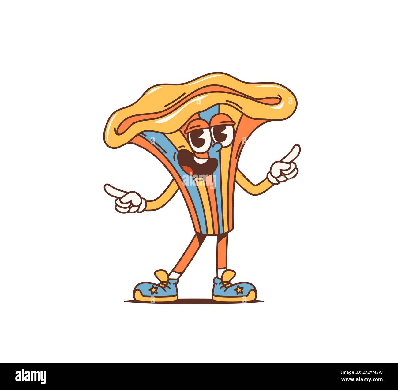 Cartoon retro mushroom groovy character. Isolated vector hippie ...
