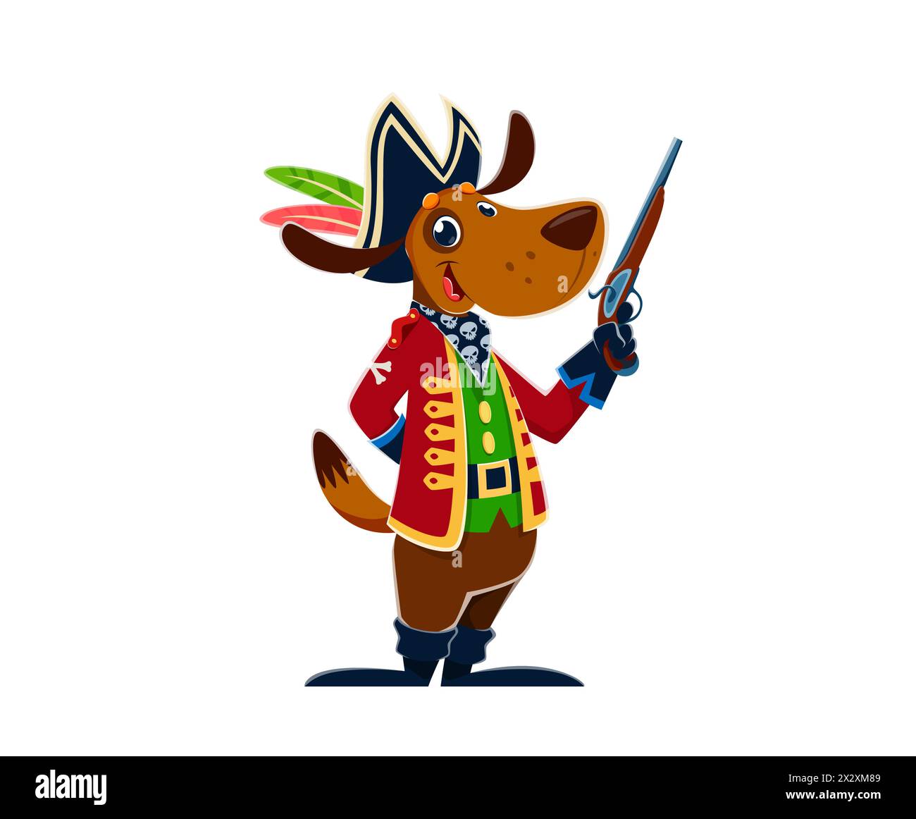 Cartoon dog animal pirate captain character, corsair seaman. Isolated ...