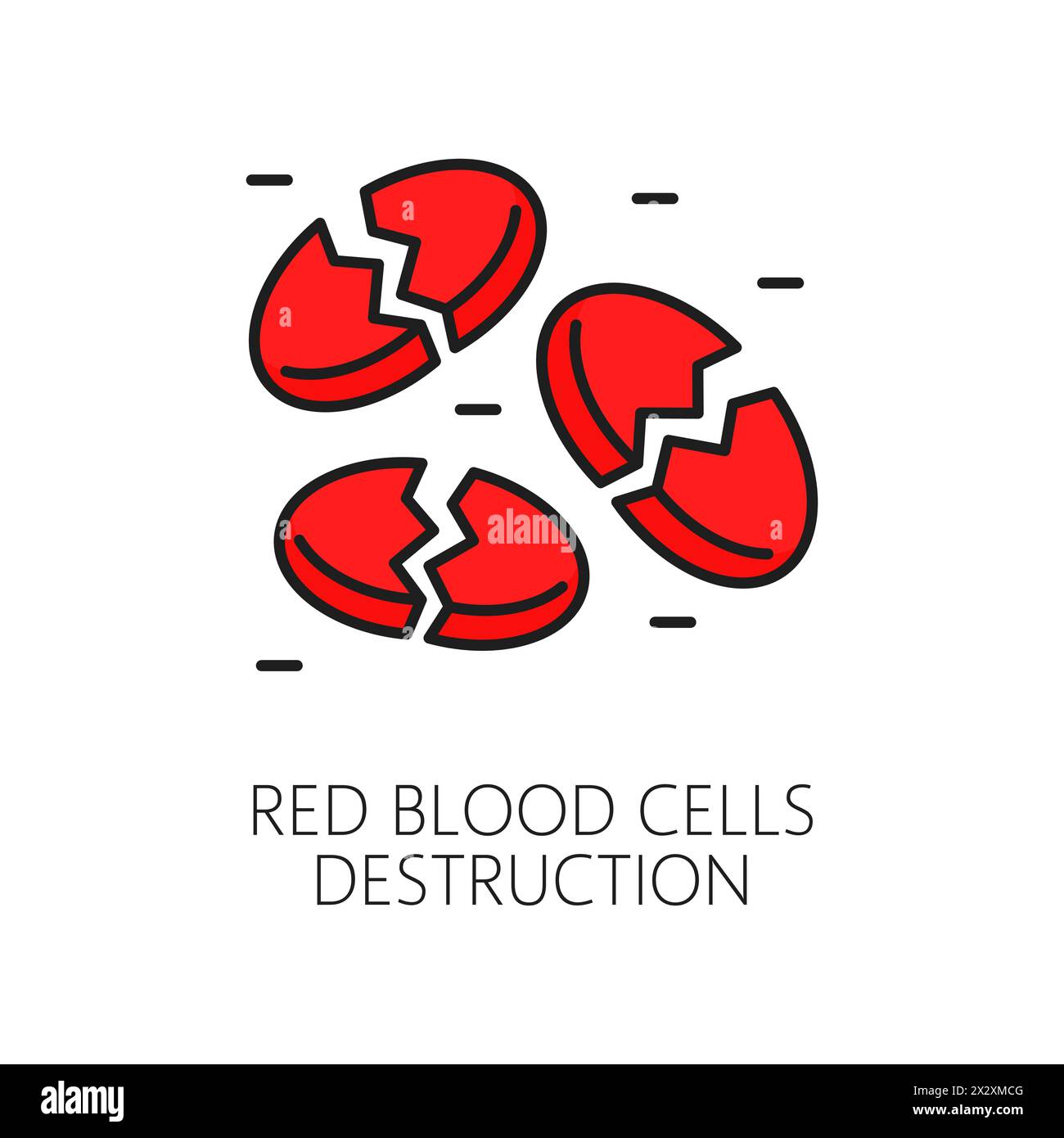 Hematology, anemia disease symptom color line icon. Cardiology test ...