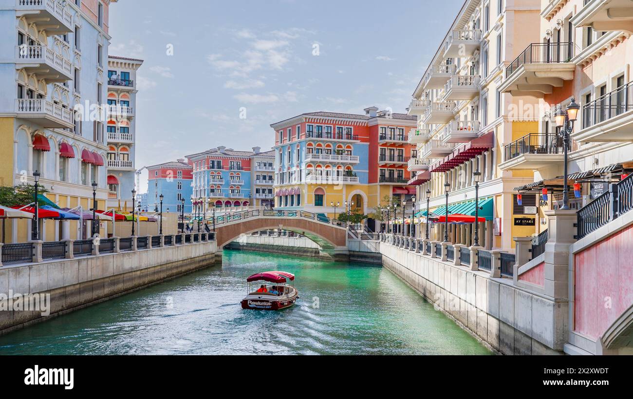 Qanat Quartier,Doha, Qatar- February 20,2024: residential and shops in ...