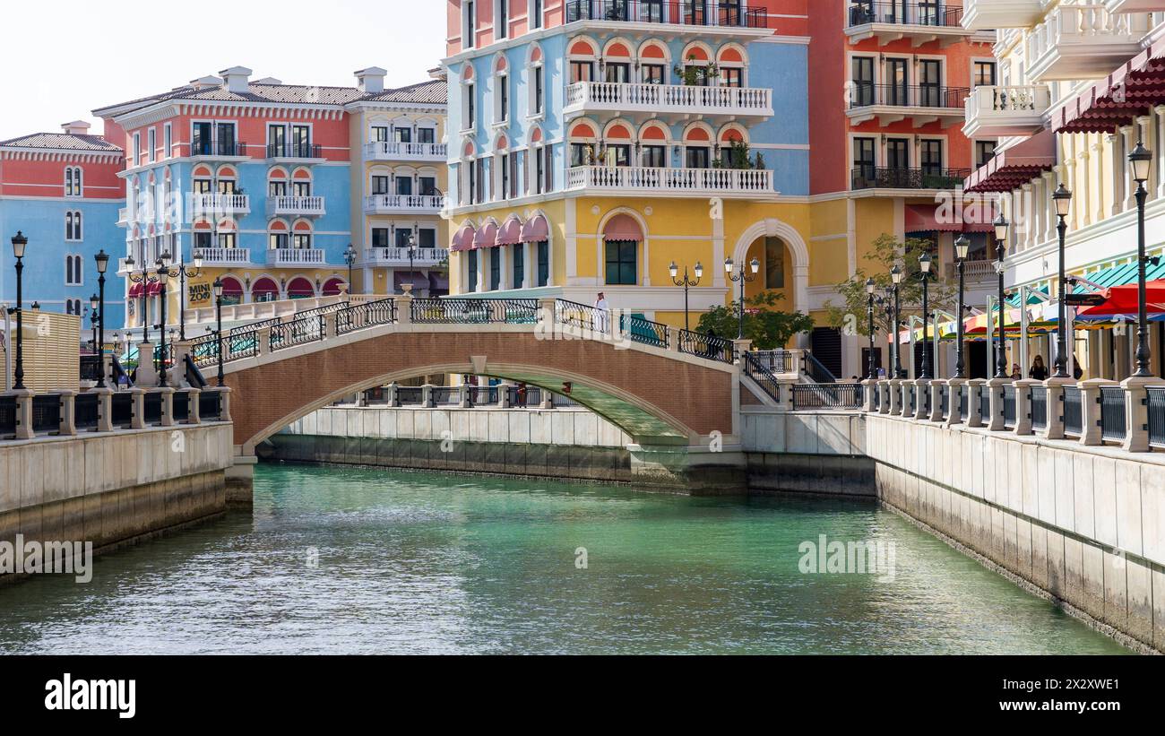 Qanat Quartier,Doha, Qatar- February 20,2024: residential and shops in ...