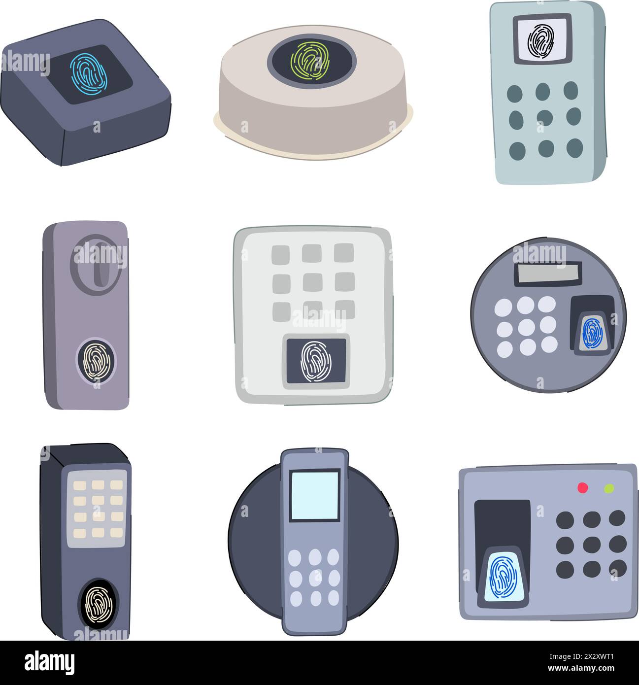 biometric security device set cartoon vector illustration Stock Vector ...