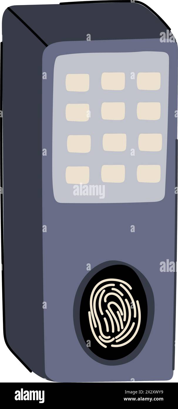 Authentication Biometric Security Device Cartoon Vector Illustration