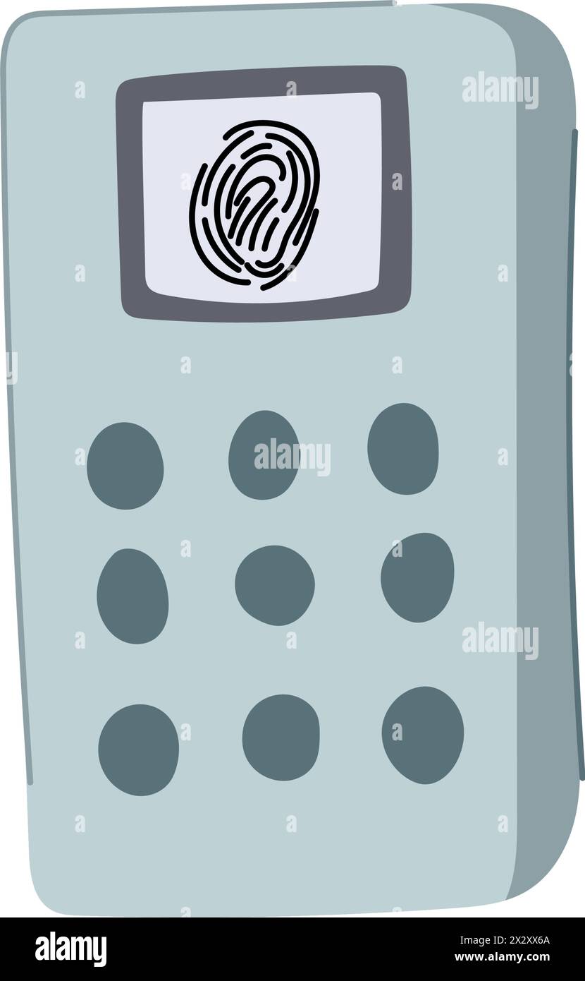 palm biometric security device cartoon vector illustration Stock Vector ...