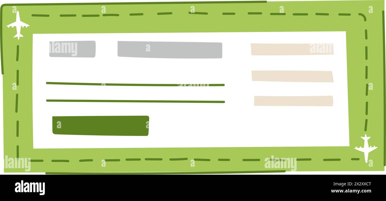 flight boarding pass cartoon vector illustration Stock Vector Image ...