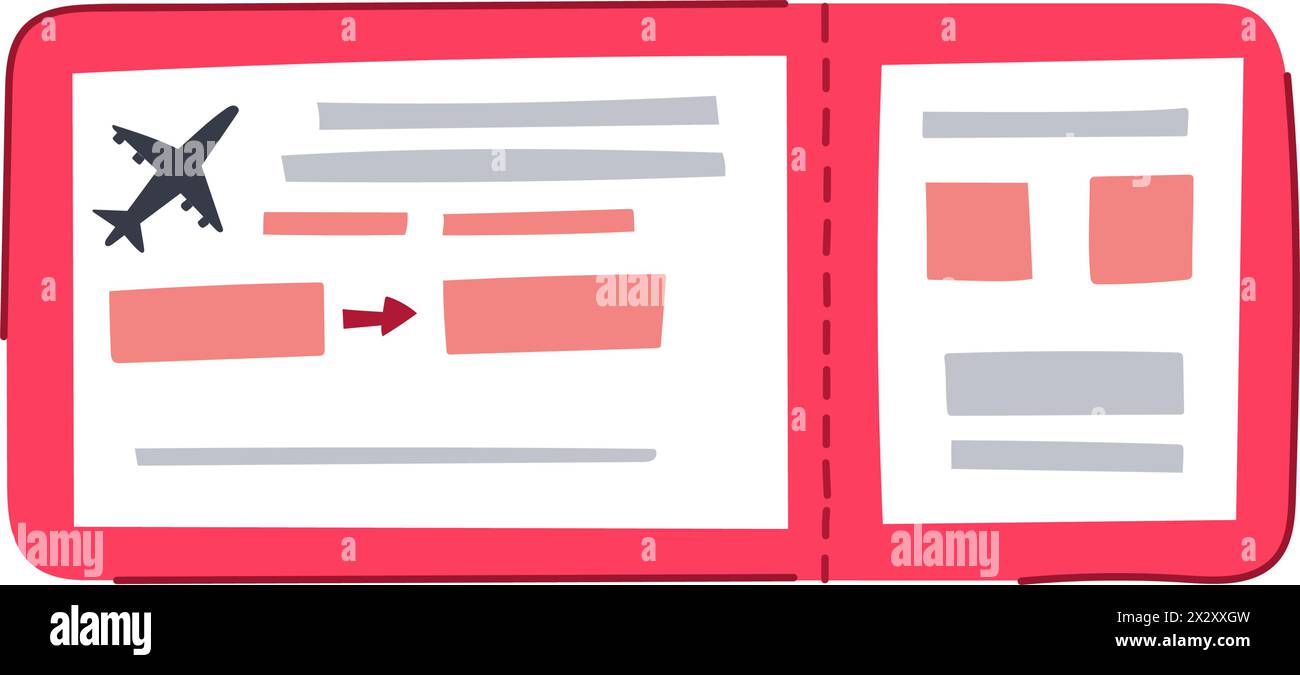 check-in boarding pass cartoon vector illustration Stock Vector Image ...