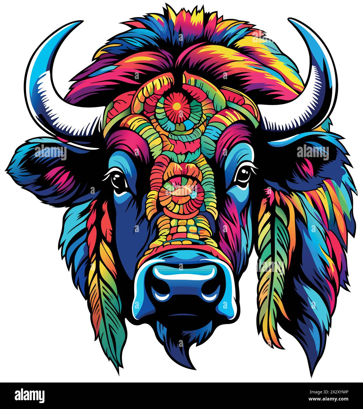 Colorful Portrait of a Bison Head Stock Vector Image & Art - Alamy
