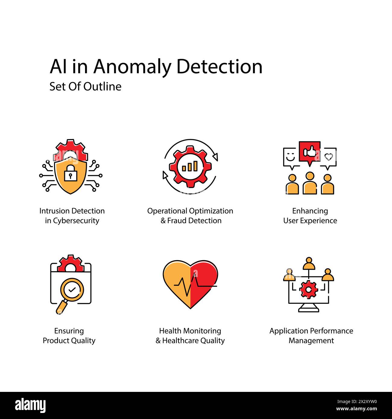 Anomaly Detection Ai Vector Icon Design Set Enhancing Security Measure