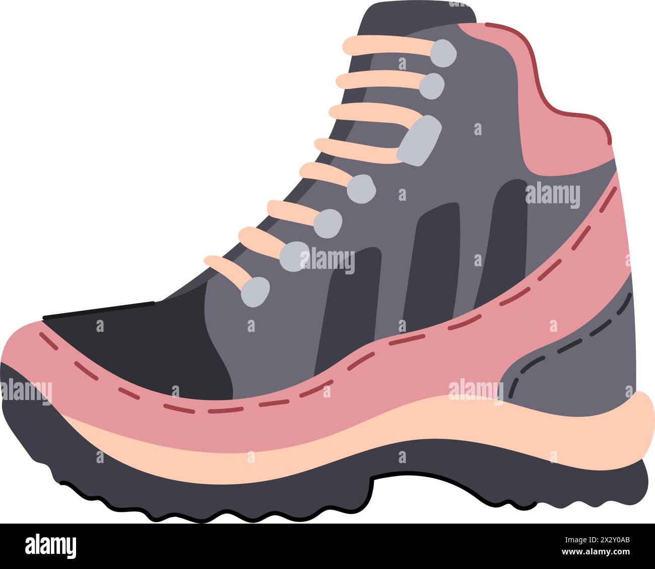 trail hiking boots female cartoon vector illustration Stock Vector ...