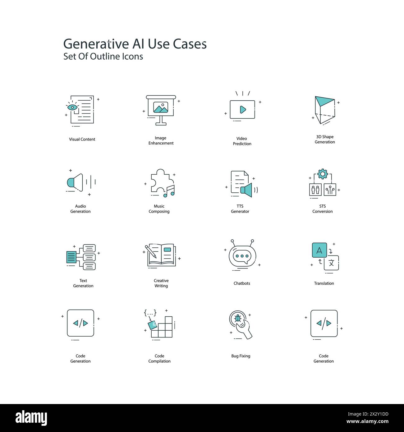 Generative AI Use Cases Vector Illustration Icon Design Set Stock ... Generative AI Use Cases Vector Illustration Icon Design Set Stock ...
