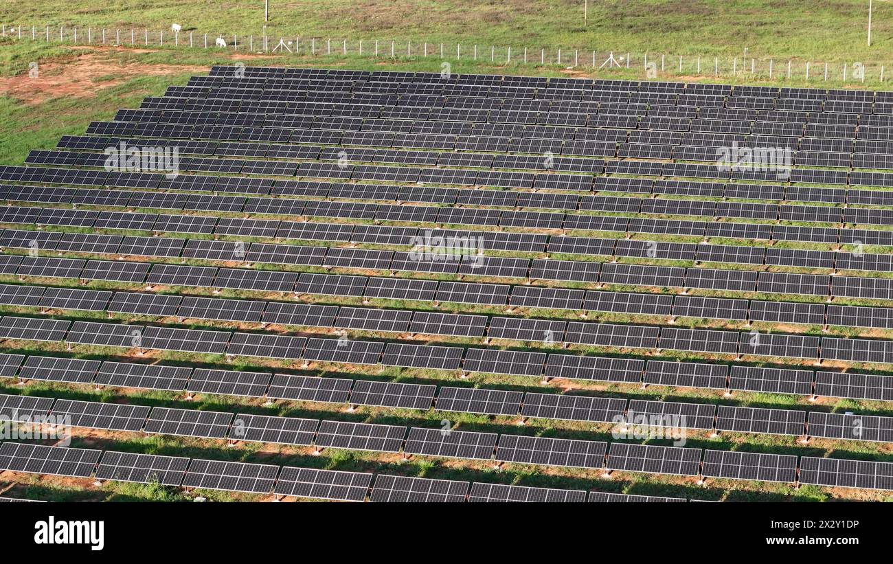 aerial image of solar energy plant in rural area Stock Photo - Alamy