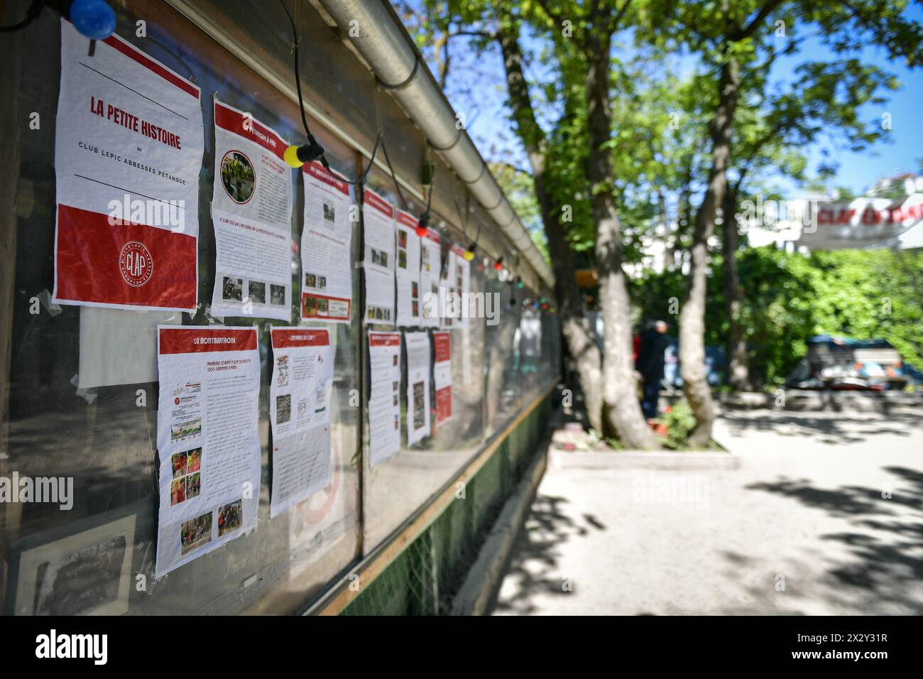This photograph shows announcements at the Lepic Abbesses Petanque Club ...