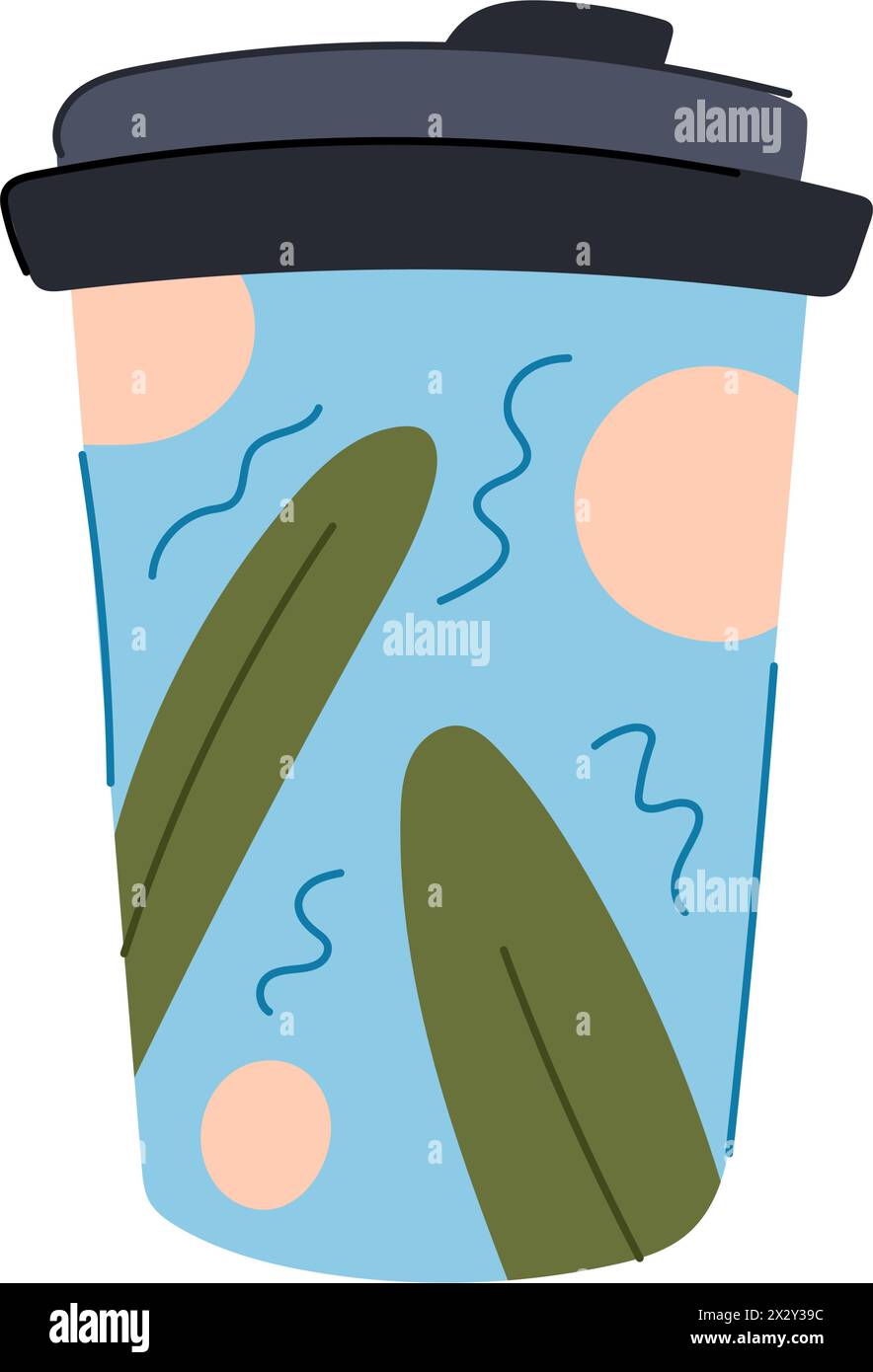 to reusable coffee cup cartoon vector illustration Stock Vector Image ...