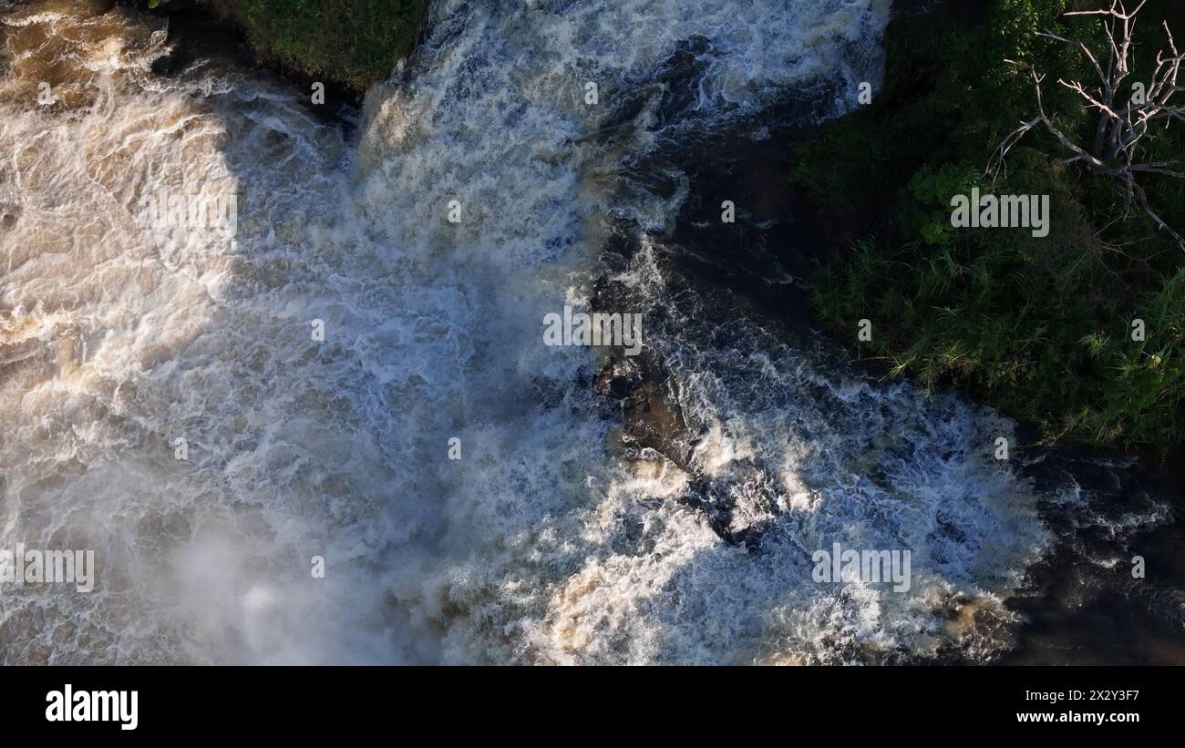 aerial image of waterfall in river in top view Stock Photo - Alamy