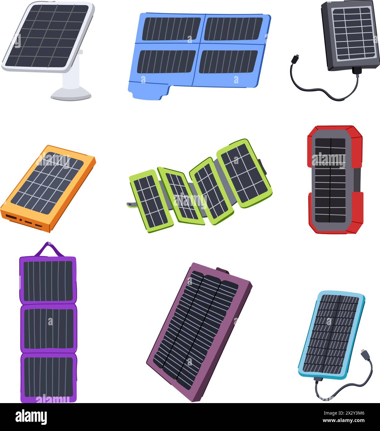 solar charger set cartoon vector illustration Stock Vector Image & Art ...