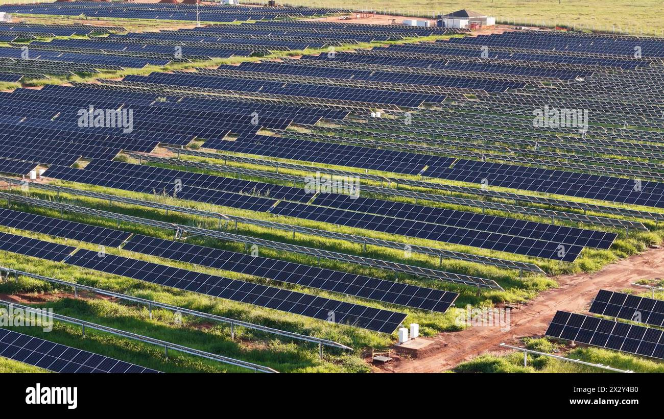 aerial image of solar energy plant in rural area Stock Photo - Alamy