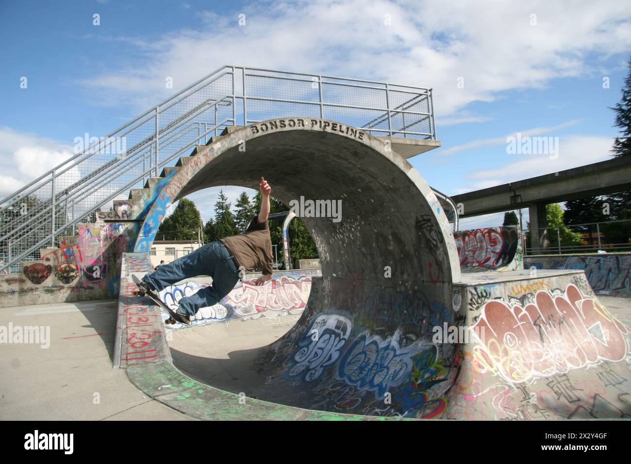 Skateboarding skills on display at the Bonsor Skateboarding Park in ...