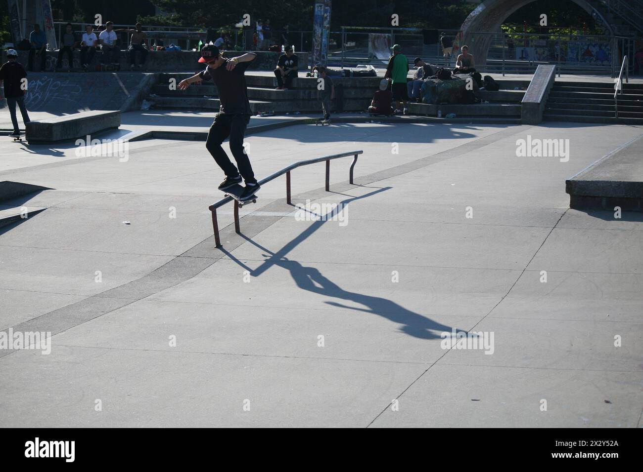 Skateboarding skills on display at the Bonsor Skateboarding Park in ...