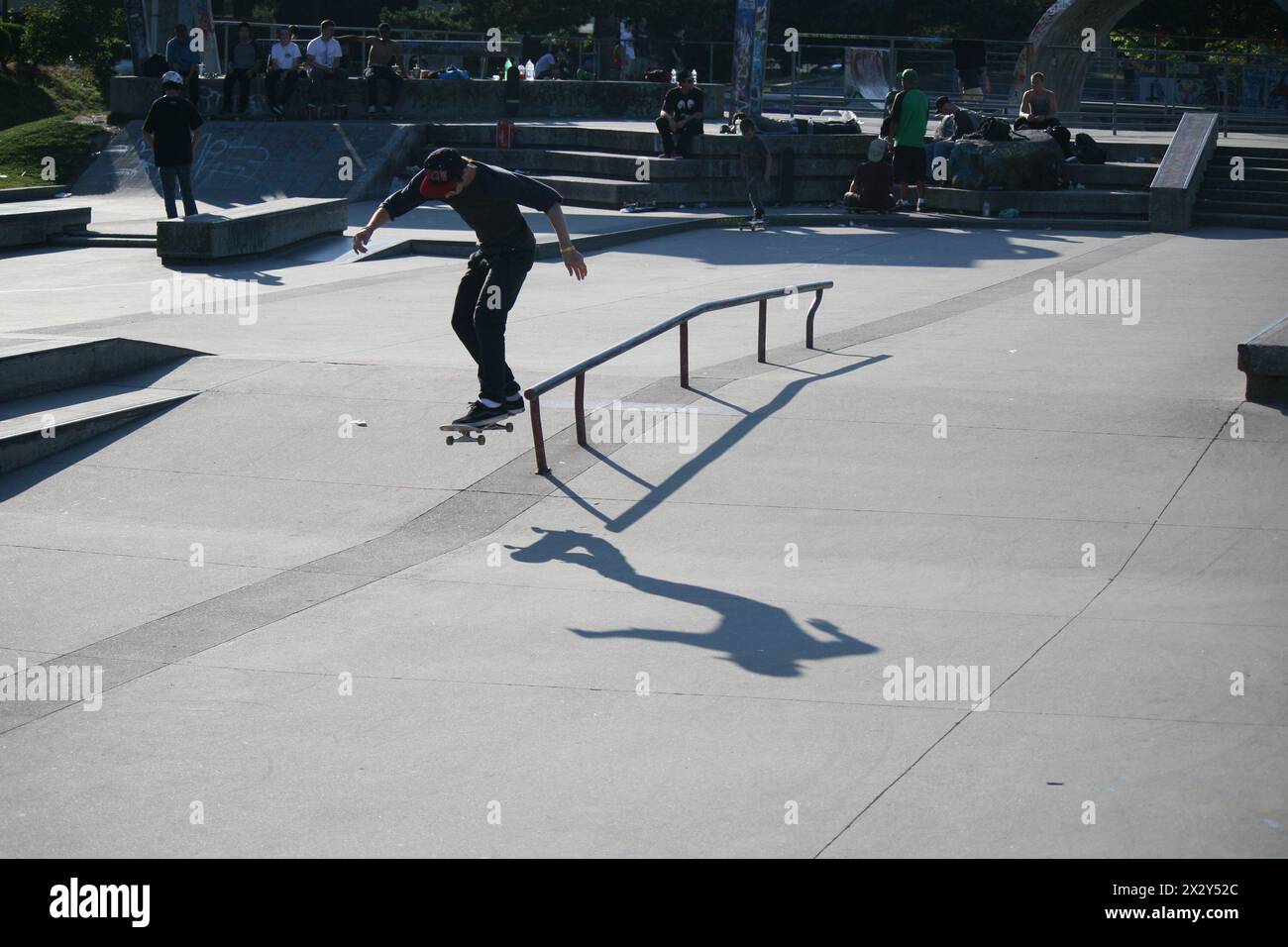 Skateboarding skills on display at the Bonsor Skateboarding Park in ...