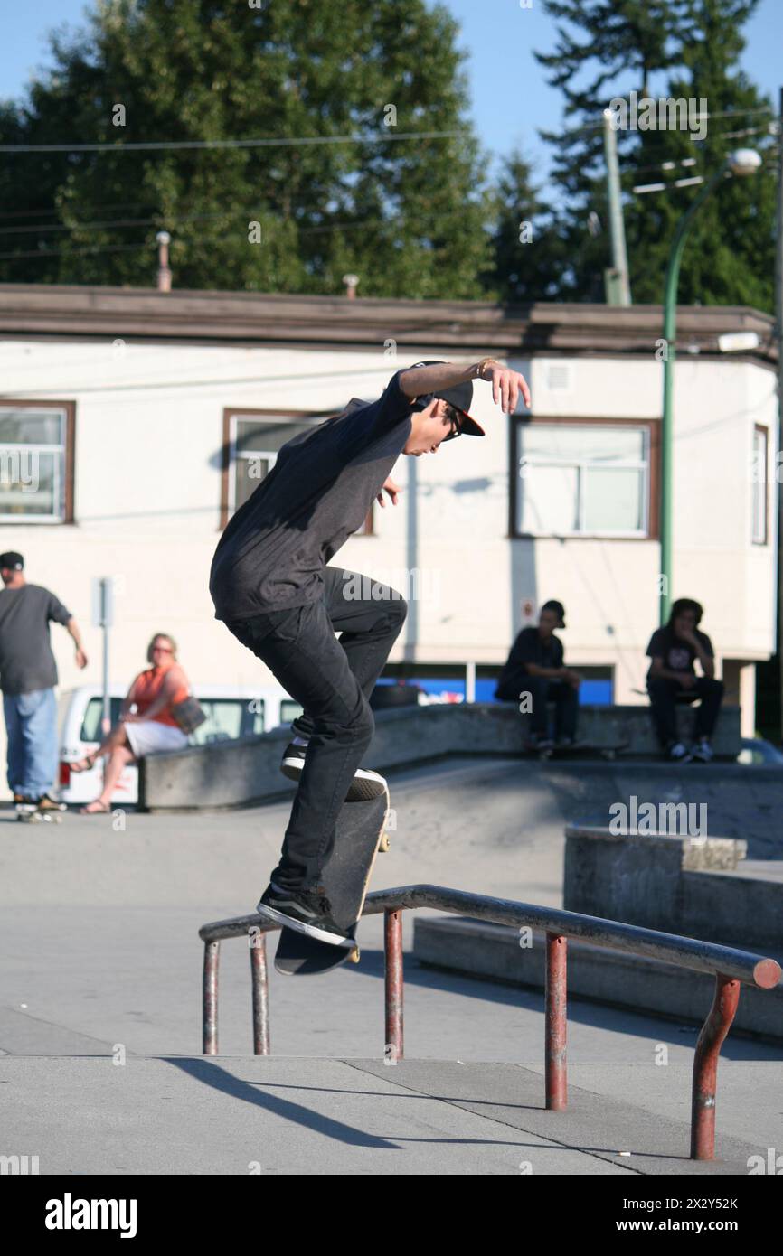 Skateboarding skills on display at the Bonsor Skateboarding Park in ...
