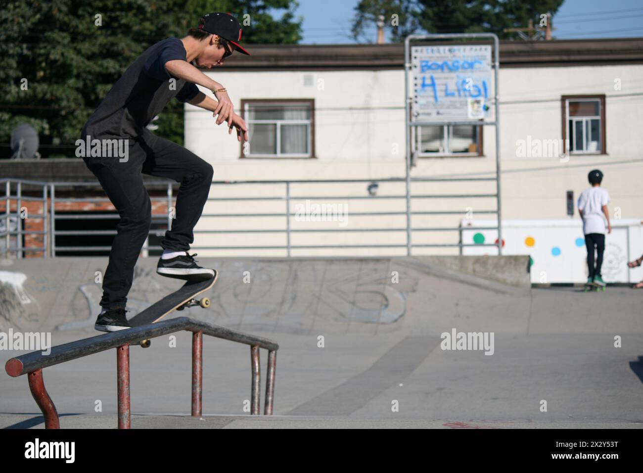 Skateboarding skills on display at the Bonsor Skateboarding Park in ...