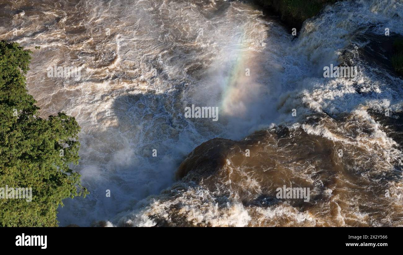 aerial image of waterfall in river in top view Stock Photo - Alamy