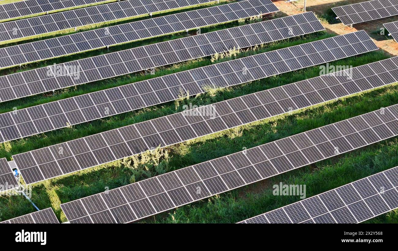 aerial image of solar energy plant in rural area Stock Photo - Alamy